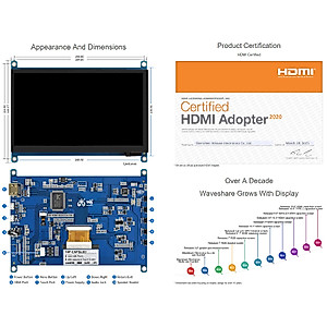 TOP1 7 inch QLED Quantum Dot Display Capacitive Touch Screen Monitor 1024×600 G+G Toughened Glass Panel for Raspberry Pi/Jetson Nano/Game Console, 7HP-CAPQLED