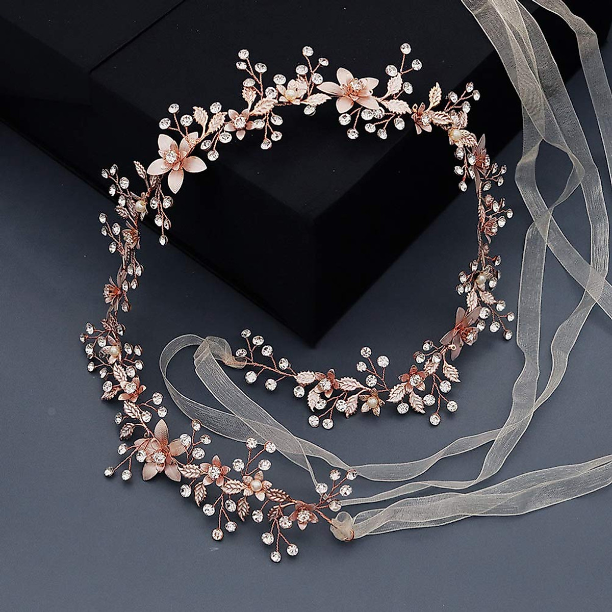 VALICLUD Bridal Belt Rhinestones Flower Wedding Dress Chain Crystal Bride Bridesmaids Sash Wedding Party Accessory Rose Gold