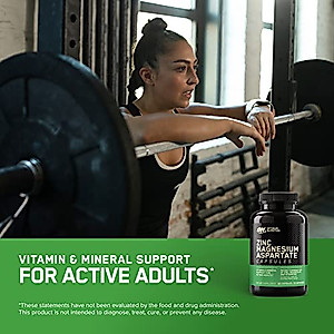 Optimum Nutrition Zinc Magnesium Aspartate, Zinc for Immune Support, Muscle Recovery and Endurance Supplement for Men and Women, Zinc and Magnesium Supplement, 180 Count (Packaging May Vary)