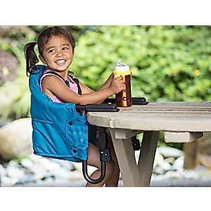 guzzie+Guss Perch Clip On Table Chair – Easy and Secure Setup for Travel (Including Restaurants, Picnics), at Home (Kitchen Islands, Dining Tables) with Machine Washable Fabric, Black