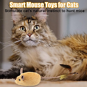 Mity rain Interactive Dog Toys, Fake Mouse Moving Dog Toy with Automatic Sensor, Dog Mouse Toy with Realistic Sound & Extended Tail, Automatic Dog Toy for Cats Dogs Pet, Squeaky Dog Toys Yellow