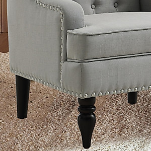 Rosevera Nadia 30” Accent Fabric Upholstered Arm Tufted Comfy for Reading in Bedroom, Living Room, Sofa Chair,Armchair for Small Space,Wood Legs, Standard, Natural Beige