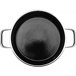 WMF Fusiontec Aromatic Cooking Pot Large 22 cm Stewing Pot Induction 3.1 L Lid with Condensation Knobs High-Tech Ceramic Stackable Scratch Resistant Black
