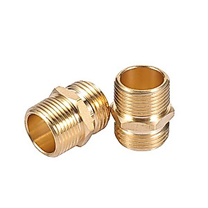 ZKZX Garden Hose Adapter,3/4" GHT Male x 3/4" NPT Male Connector with 3/4" GHT Female x 3/4" NPT Male Connector,Brass Pipe to Garden Hose Fitting Connect 4pcs with Extra 8 Rubber Washers (3/4NPT)