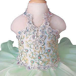 Jenniferwu G040-8 Infant Toddler Baby Newborn Little Girl's Pageant Party Birthday Dress Green Size 3-6M
