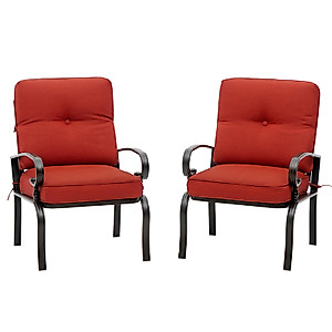 Oakmont 2 Piece Outdoor Furniture Patio Bistro Chairs Metal Dining Furniture Set, All-Weather Garden Seating Chair (Red)