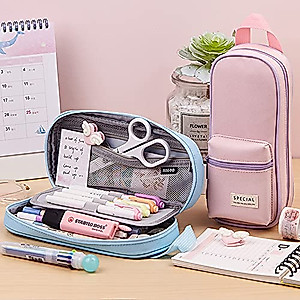 Meyas Handheld Backpack Pencil Case, Large Capacity Pencil Case, Pencil Case Box Organizer, Pencil Bag Stationery Storage Pen Pouch Case, Gift for Middle High School College Kids Students Adults(Pink)