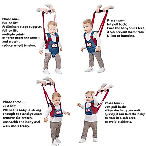 Baby Walker Harness Adjustable Handheld Baby Walking Assistant Pulling and Lifting Dual Use 7-24 Month Multi-Function Detachable Breathable Safe Stand and Walk Learning Helper (Grey)