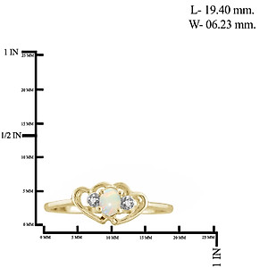JEWELEXCESS 0.10 CTW Opal & Accent White Diamonds Heart Ring in 14K Gold Over Silver