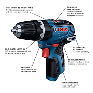 Bosch GSB12V-300N 12V Max Brushless 3/8 In. Hammer Drill/Driver (Bare Tool)