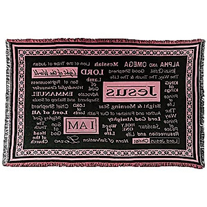 Dicksons Names of Jesus Christ Red and Cream 36 x 48 All Cotton Petite Throw Blanket