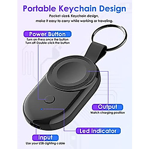 PAOLIMAX Portable Wireless Charger for Apple Watch, iwatch Charger【Upgraded Version】 1100mAh Smart Keychain Power Bank, Portable Magnetic iWatch Charger for Apple Watch Series 7/6/5/4/3/2/SE/Nike