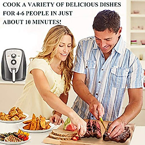 Secura Air Fryer XL 5.3 Quart 1700-Watt Electric Hot Air Fryers Oven Oil Free Nonstick Cooker w/Recipes for Frying, Roasting, Grilling, Baking (Silver)