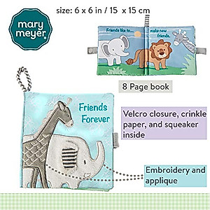 Mary Meyer Touch & Feel Soft Cloth Book with Crinkle Paper and Squeaker, Afrique Boutique Friends Forever