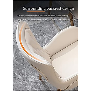 KEFFOR Dining Kitchen Room Chairs Living Room Armchair Modern Upholstered Dining Chairs with Soft Microfiber Leather Cushion Seat and Gold-Plated Feet (Color : White)