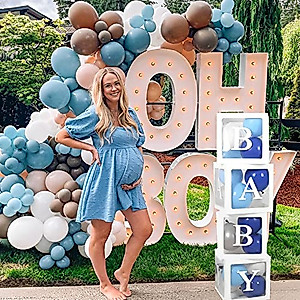 Sharlity Baby Boxes with Letters for Shower, 4 Pcs Balloon 16 Gender Reveal Decorations, Birthday Party Decorations (White)