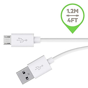 ienza Replacement Long (10-Ft) Micro USB Charge Cable Wire for Xbox One and PlayStation PS4 Controller (White)
