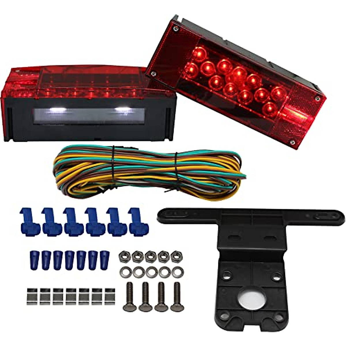 MAXXHAUL 70468 Trailer Light Kit - 12V All LED, Rectangular Left and Right Waterproof Submersible for Trailers, Boat Trailer Truck Marine Camper RV Snowmobile