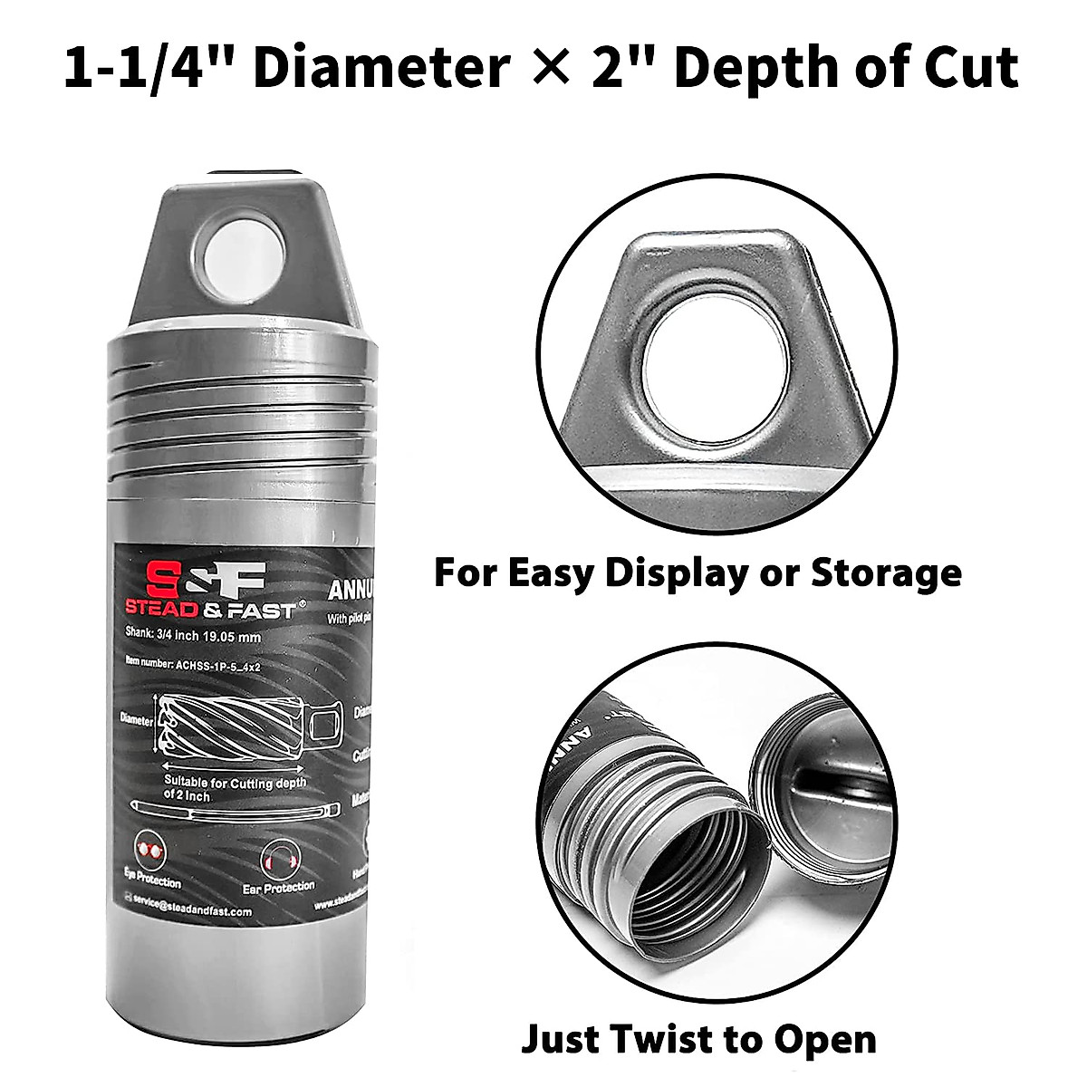 Annular Cutter Set 13 Pcs by S&F STEAD & FAST, Cutting Depth 1", Cutting Diameter 7/16" to 1-1/16" Inch, Mag Drill Bits Kit, Single Pc - 1-1/4" Cutting Diameter, 2" Cutting Depth