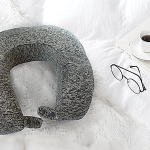 Truwelby Travel Pillow, Neck Pillow Memory Foam Neck Pillow for Travel, Airplane Travel Kit with 3D Contoured Eye Cover Earplugs Standard Airplane Pillow Cooling Travel Head Support Pillow