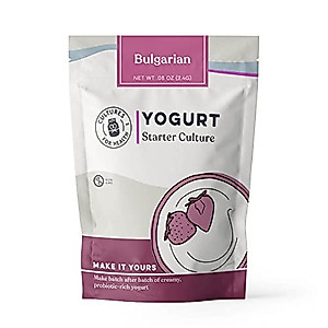 Cultures for Health Bulgarian Yogurt Starter Culture | 2 Packets Dehydrated Heirloom Culture | Make Delicious, Creamy Smoothies, Salad Dressing, Musaka, & More | Gluten Free, Non-GMO Probiotic Yogurt