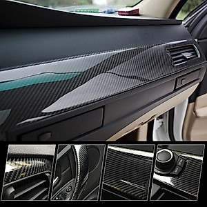5D High Gloss Black Carbon Fiber Vinyl Roll 1ft x 5ft Bubble Free Air Release Automotive Car Wrap Film
