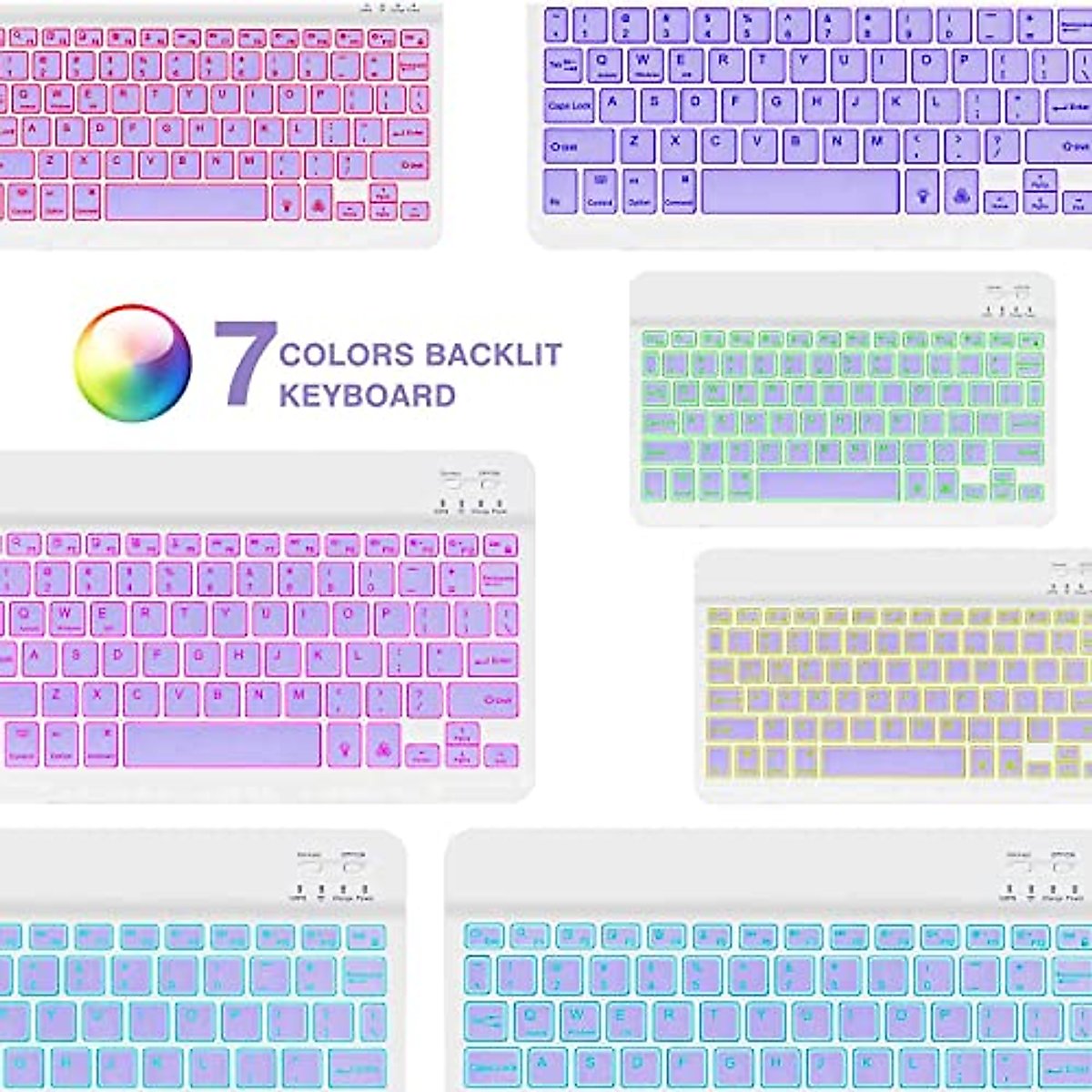 UX030 Lightweight Ergonomic Keyboard with Background RGB Light, Multi Device Slim Rechargeable Keyboard Bluetooth 5.1 and 2.4GHz Stable Connection Keyboard Compatible with Dell G15 5511 Gaming Laptop