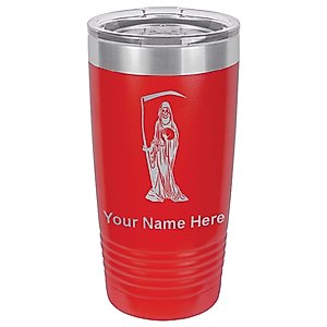 LaserGram 20oz Vacuum Insulated Tumbler Mug, Santa Muerte, Personalized Engraving Included (Red)