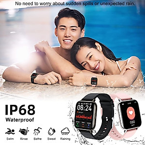 Smart Watch, IP68 Waterproof Activity Fitness Tracker Watch with Heart Rate Blood Pressure Sleep Monitor Pedometer Step Counter Mens Smartwatch for Android iOS Phones 2024 Smart Watches for Men Women
