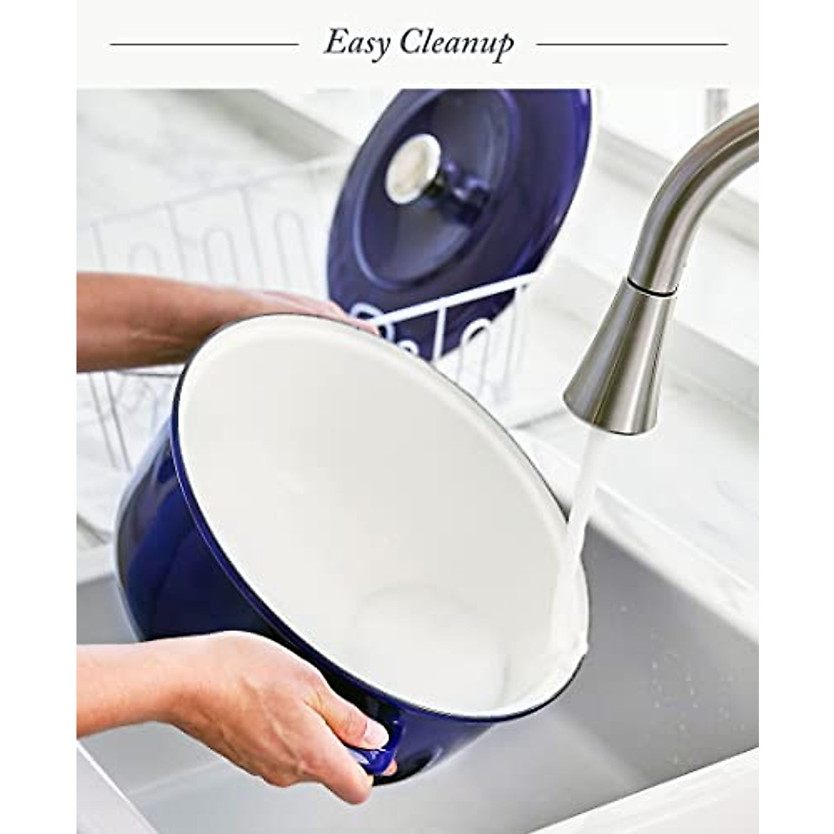 Merten & Storck European Crafted Enameled Iron, Round 7QT Dutch Oven Casserole with Lid, Cobalt Blue