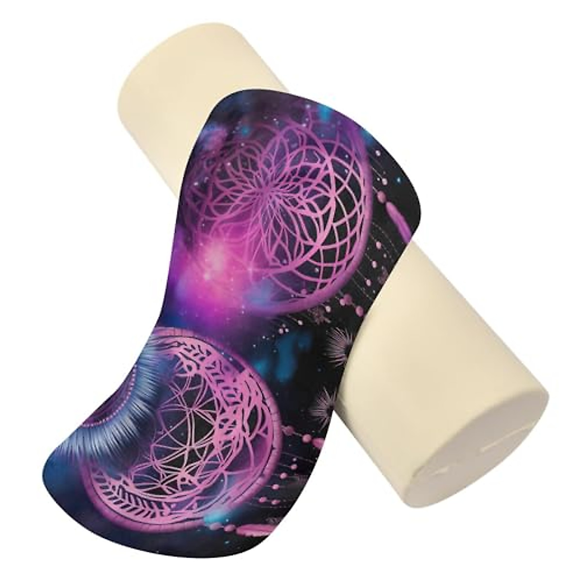 xigua Abstract Pattern Neck Roll Pillow for Neck Relief with Removable Washable Cover - Memory Foam Round Cylinder Bolster, Ergonomically Designed for Head, Neck, Back, and Legs