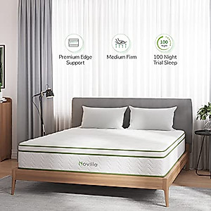 Novilla Queen Mattress, 12 Inch Gel Memory Foam Hybrid Mattress with Pocketed Coil for Pressure Relief & Motion Isolation, Medium Firm Mattress Queen in a Box, Amenity