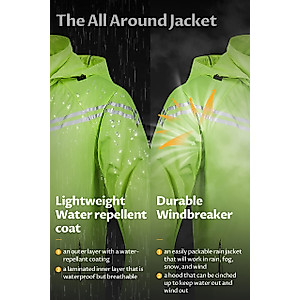 CREATMO US Mens Waterproof Windbreaker Rain Jacket Lightweight Hooded Raincoat Water Resistant Cycling Jackets Yellow 3XL