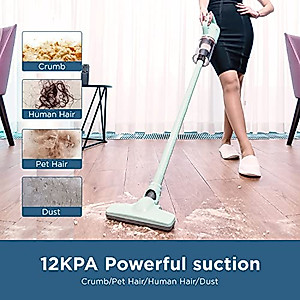 KEROMEE Corded Stick Vacuum Cleaner, 12kpa Powerful Suction Handheld Vacuum Cleaner with Crevice Tool, Small Vacuum Cleaner for Hardwoods, Pet Hair, Carpets, Staircases, and Sofas