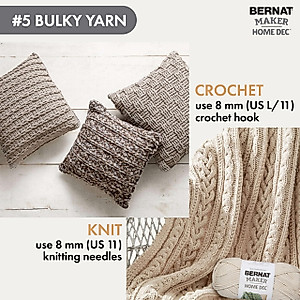 Bernat Maker Home Dec Cream Yarn - 2 Pack of 250g/8.8oz - Cotton - 5 Bulky - 317 Yards - Knitting/Crochet