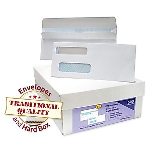 #9 Ready-Seal Double Window Security Tinted Check Envelopes, Compatible for QuickBooks Checks, Sage 100 program, Blackbaud Software ETC, from NextDayLabels, Box of 500