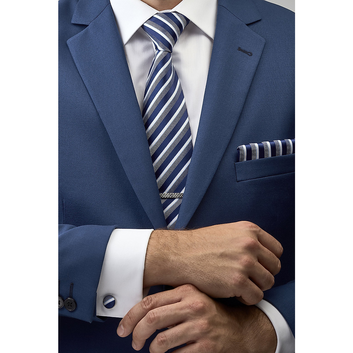 Premium Men’s Gift Tie Set Silky Necktie Pocket Squares Tie Clips Cufflinks For Men