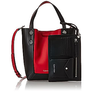 Calvin Klein Quinn North/South Mini Tote Crossbody, Poppy/Black