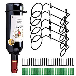 Hipiwe Pack of 6 Wall Mounted Wine Racks - Red Wine Bottle Display Holder with Screws, Metal Hanging Wine Rack Organizer