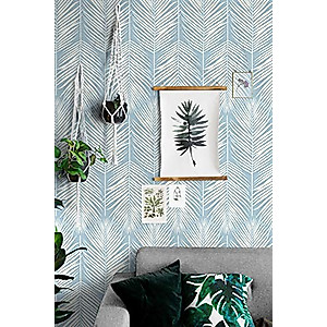 NextWall Palm Silhouette Coastal Peel and Stick Wallpaper (Hampton Blue)