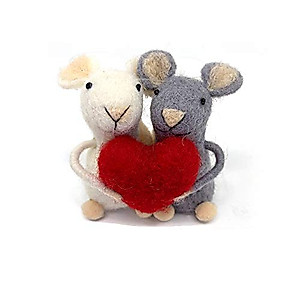 ZJHBONE Wool Felt Christmas Love Mouse Handmade Handing Mice Ornaments for Decorative