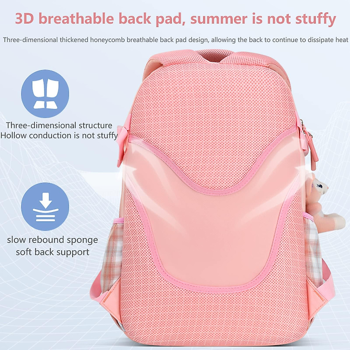 HANXIUCAO Backpacks for Girls Large Bookbags for Teens Girls Backpack for School Laptop Compartment Primary School (Blue)