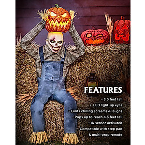 Spirit Halloween 3.6 Ft Lil Jack Carver Animatronic | Decorations | Animated | Yellow Light Up LEDs | Pop-Up Motion