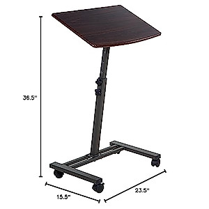 OneSpace Angle and Height Adjustable Mobile Laptop Computer Desk, Single Surface, Dark Walnut