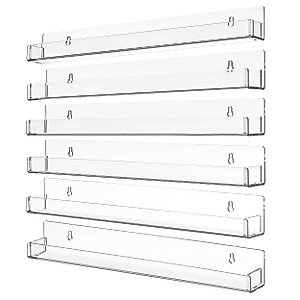 HBlife Clear Acrylic 15 Inch Floating Bookshelf for Kids Room Invisible Wall Mounted Hanging Book Display Shelves Modern Picture Ledge Display Storage Organizer, 6 Pcs
