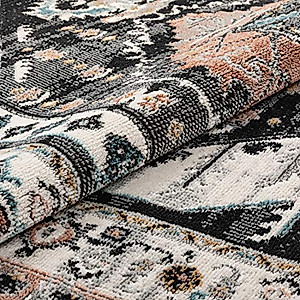Well Woven Jolena Multi Black Vintage Oriental Distressed Medallion Pattern Boho Area Rug (5'3" x 7'3")