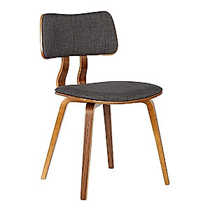 Armen Living Jaguar Dining Chair in Charcoal Fabric and Walnut Wood Finish,Charcoal/Walnut Finish 20D x 18W x 29H in