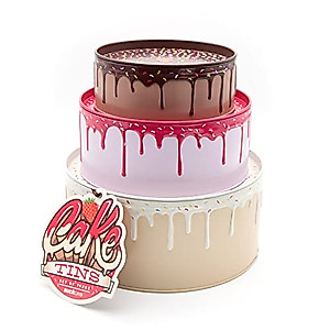 Suck UK Cake Boxes Cake Container & Cookie Tins With Lids For Gift Giving Nesting Cake Storage Container With Tiered Design Cupcake Cookie Jar For Kitchen Decor Baking Gifts Set of 3
