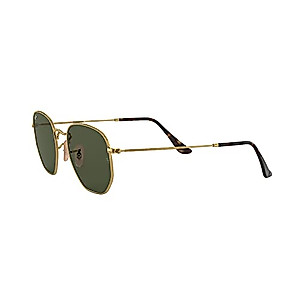 Ray-Ban RB3548N Hexagonal Flat Lens Sunglasses, Gold/G-15 Green, 54 mm