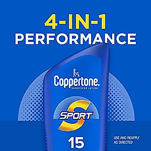 Coppertone SPORT Sunscreen SPF 15 Lotion, Water Resistant Sunscreen, Body Sunscreen Lotion, 7 Fl Oz
